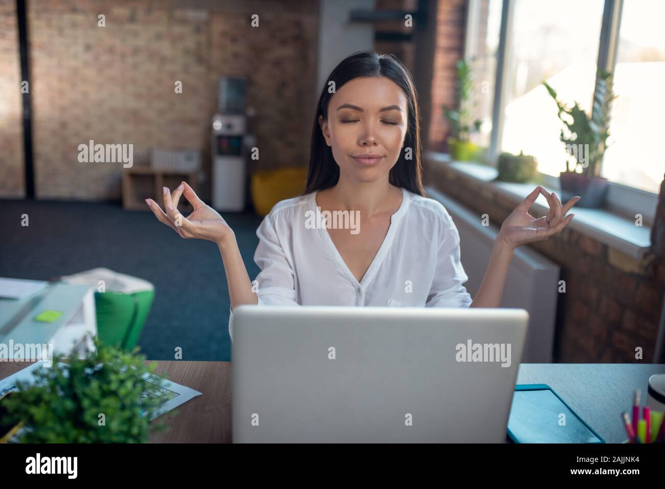 Woman calm in stress hi-res stock photography and images - Alamy