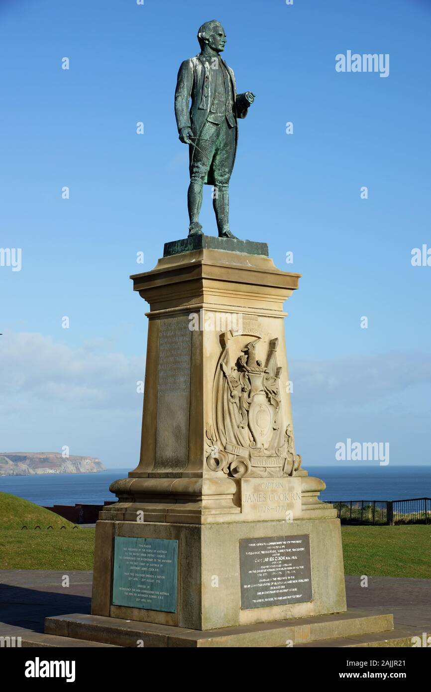 James Cook Explorer, Memorial, Whitby, UK Stock Photo - Alamy