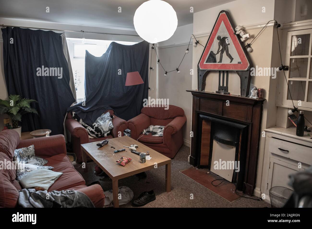 The messy interior of a student university house Stock Photo - Alamy