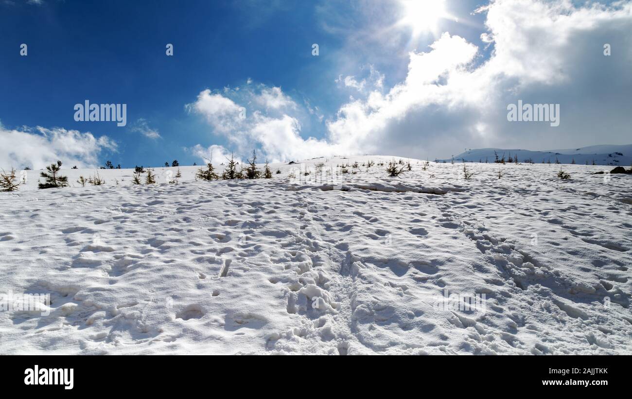 Snowy mountain landscapes, Bozdag, Izmir, Turkey. Winter landscape ...