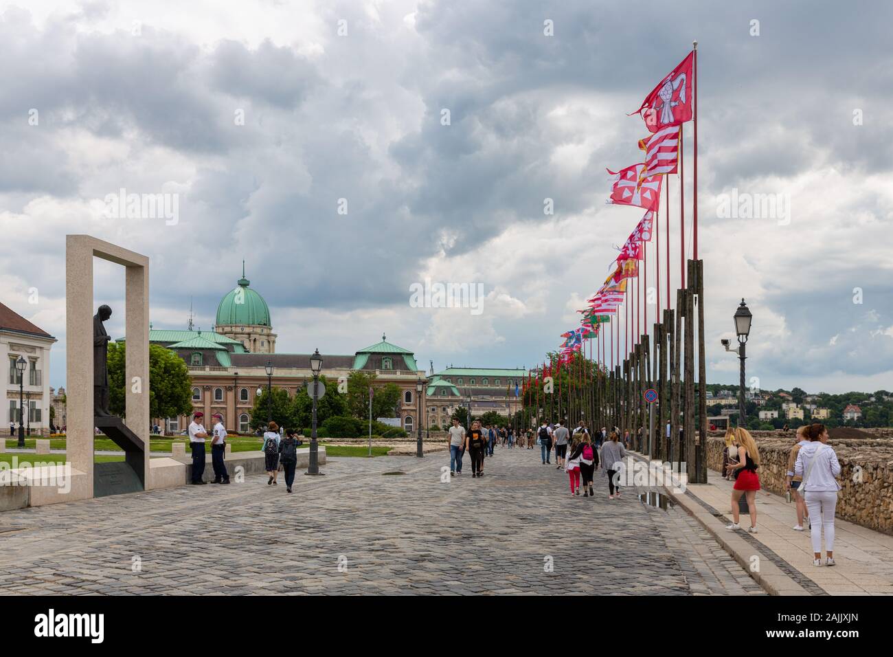 People at Buda Castle Hill near historical museum Budapest Stock Photo ...