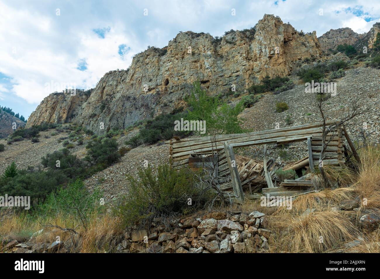 Broken Down Shack on a Hillside in Bayhorse Ghost Town, Idaho, USA ...