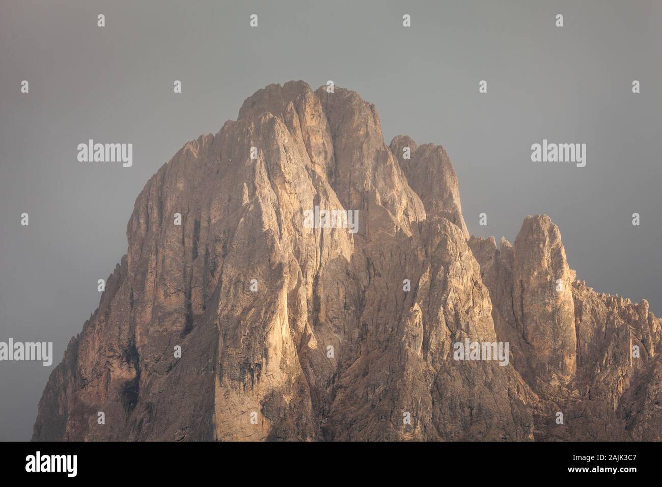 The northern side of Sasso Lungo at sunset from the Val Gardena area ...