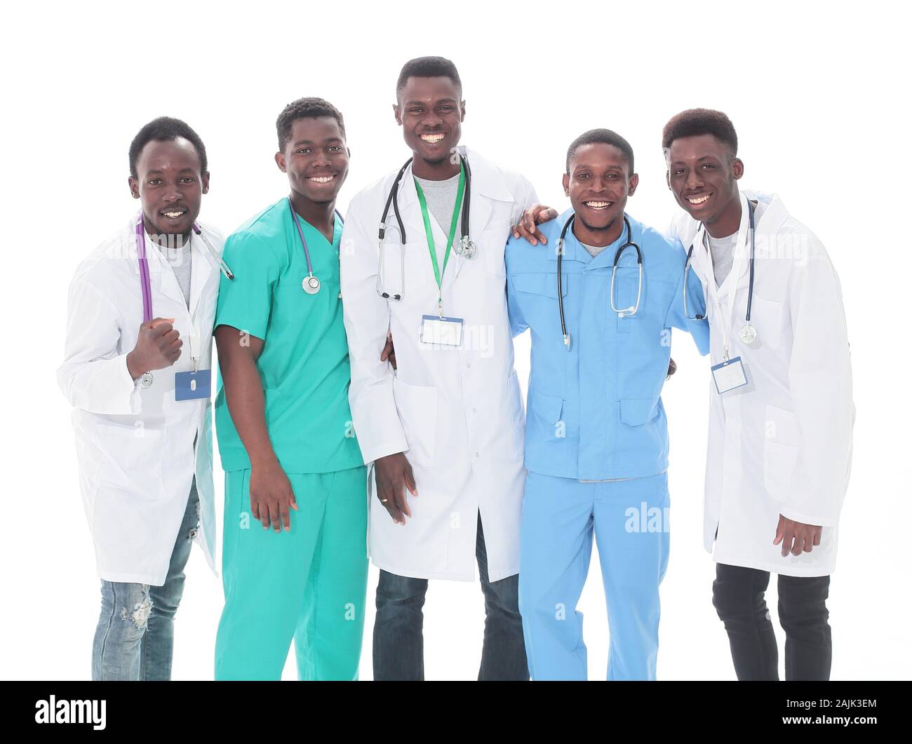 international group of medical professionals . isolated on white Stock ...