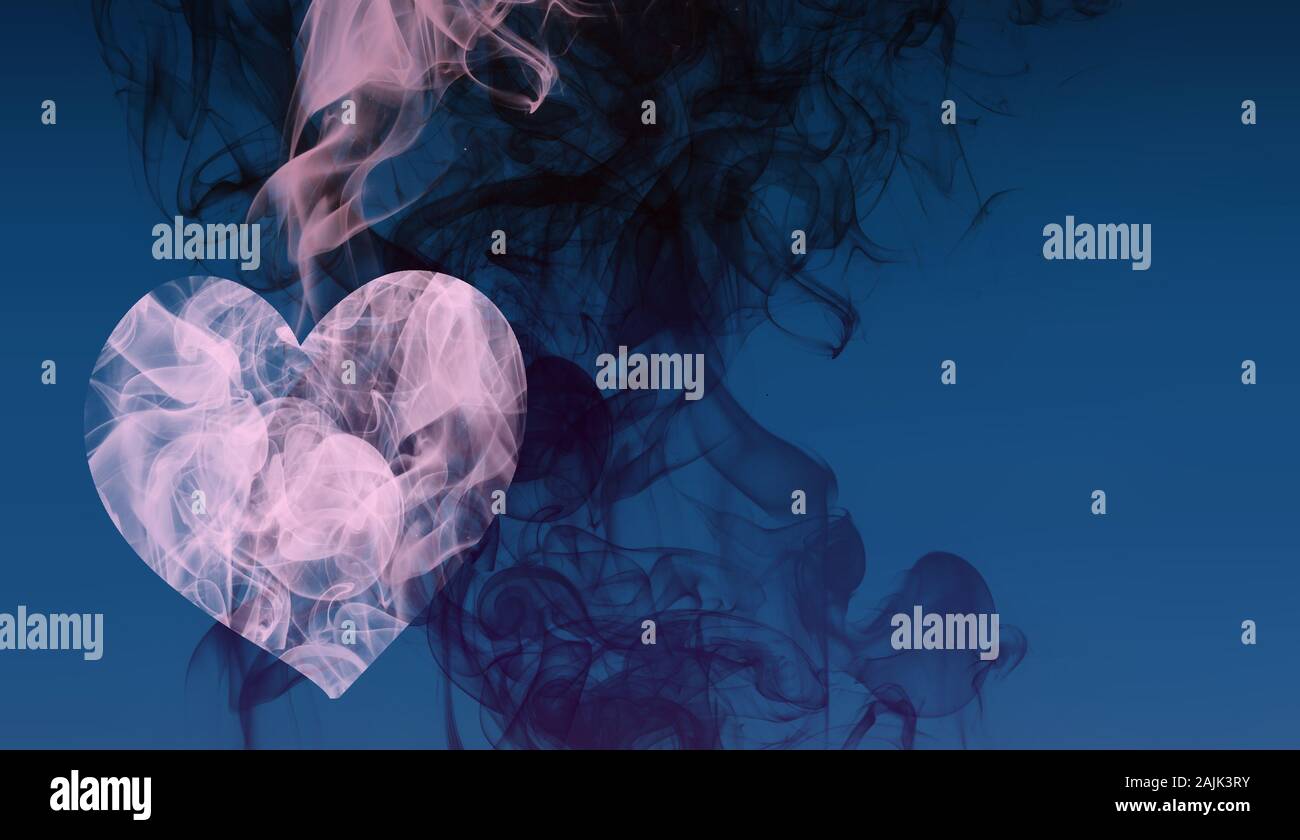 Light pink Heart smoke on blue background love concep Stock Photo - Alamy