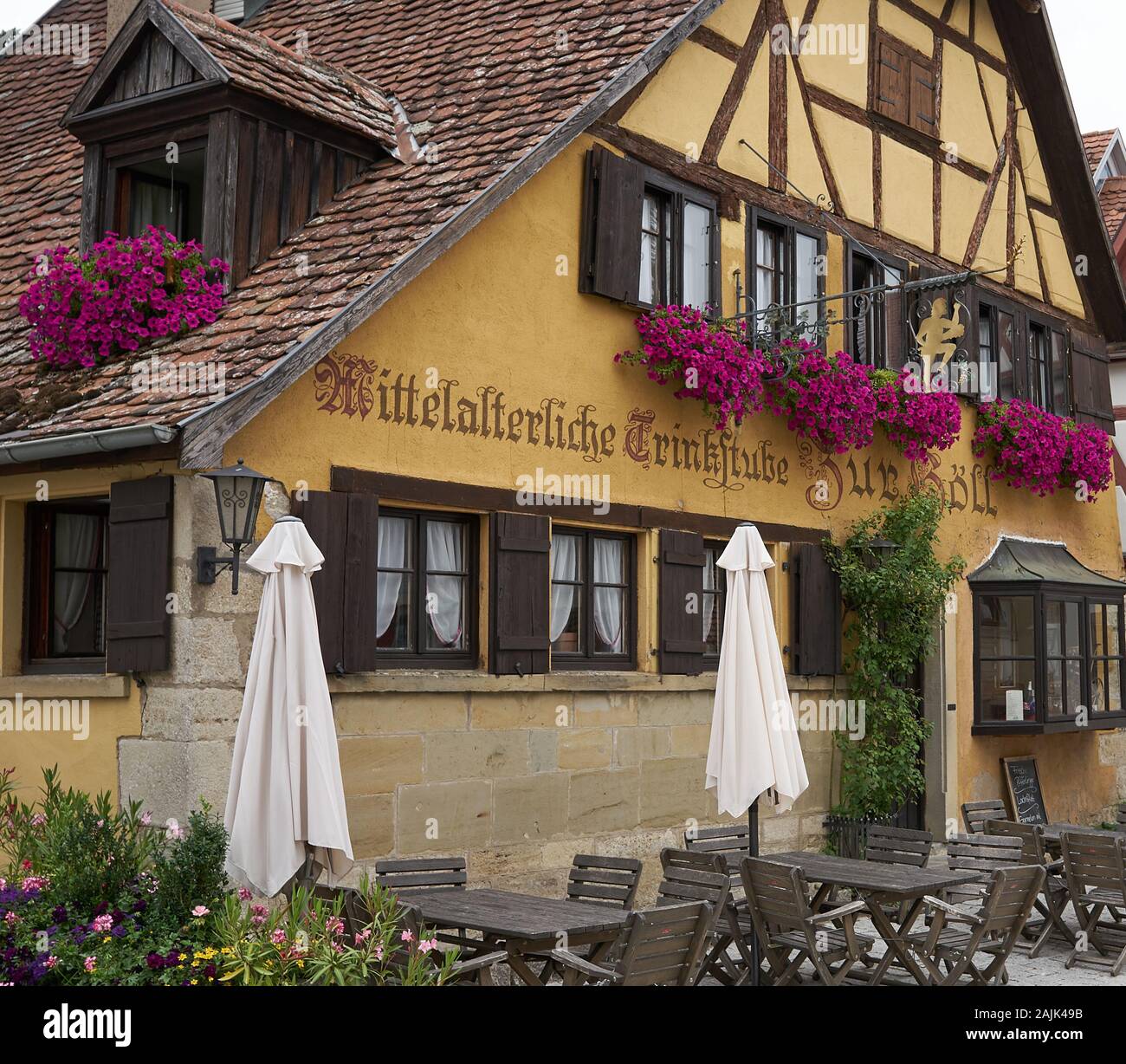 Medieval Pub called Hell in the tourist village of Rothenburg Germany ...