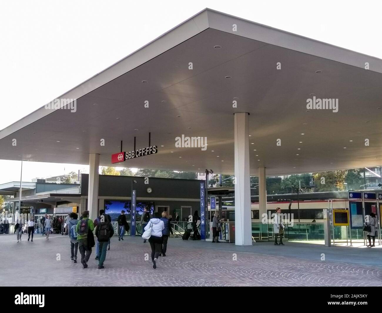 Lugano, Switzerland - October 25, 2017: modern railway station Stock ...