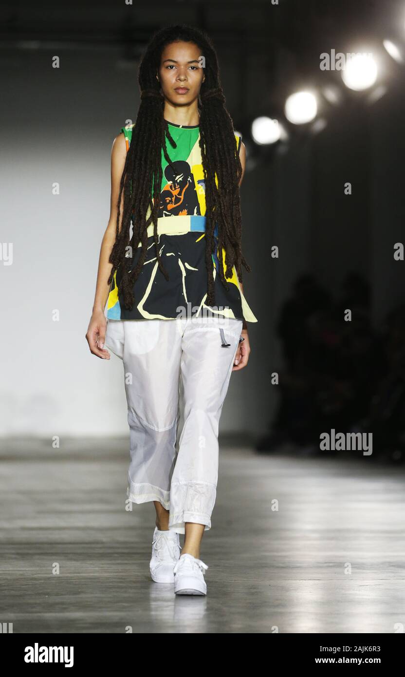 Models on the catwalk during the Bethany Williams at London Fashion ...