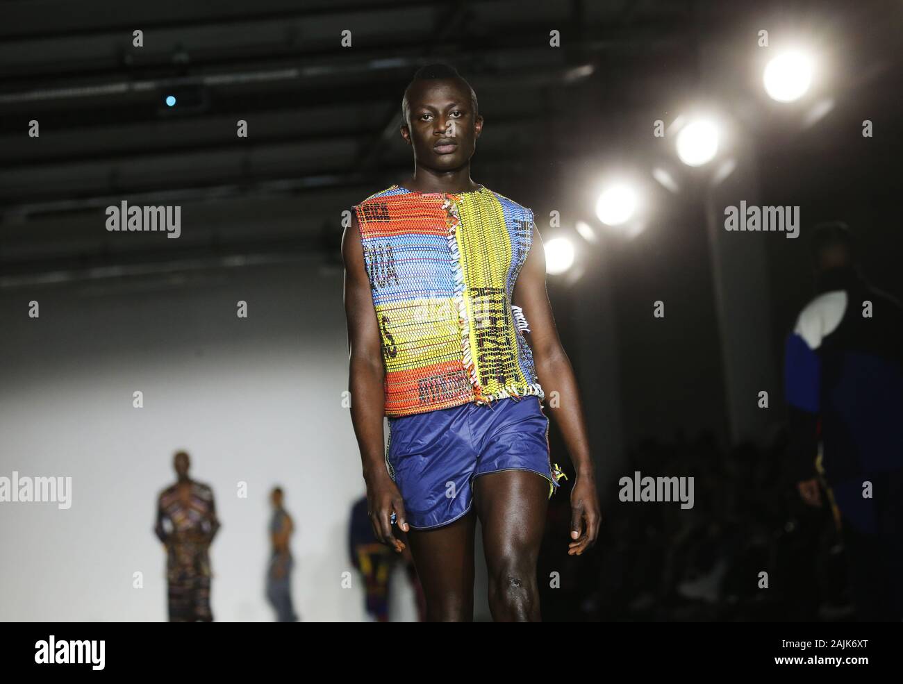 Models on the catwalk during the Bethany Williams at London Fashion ...