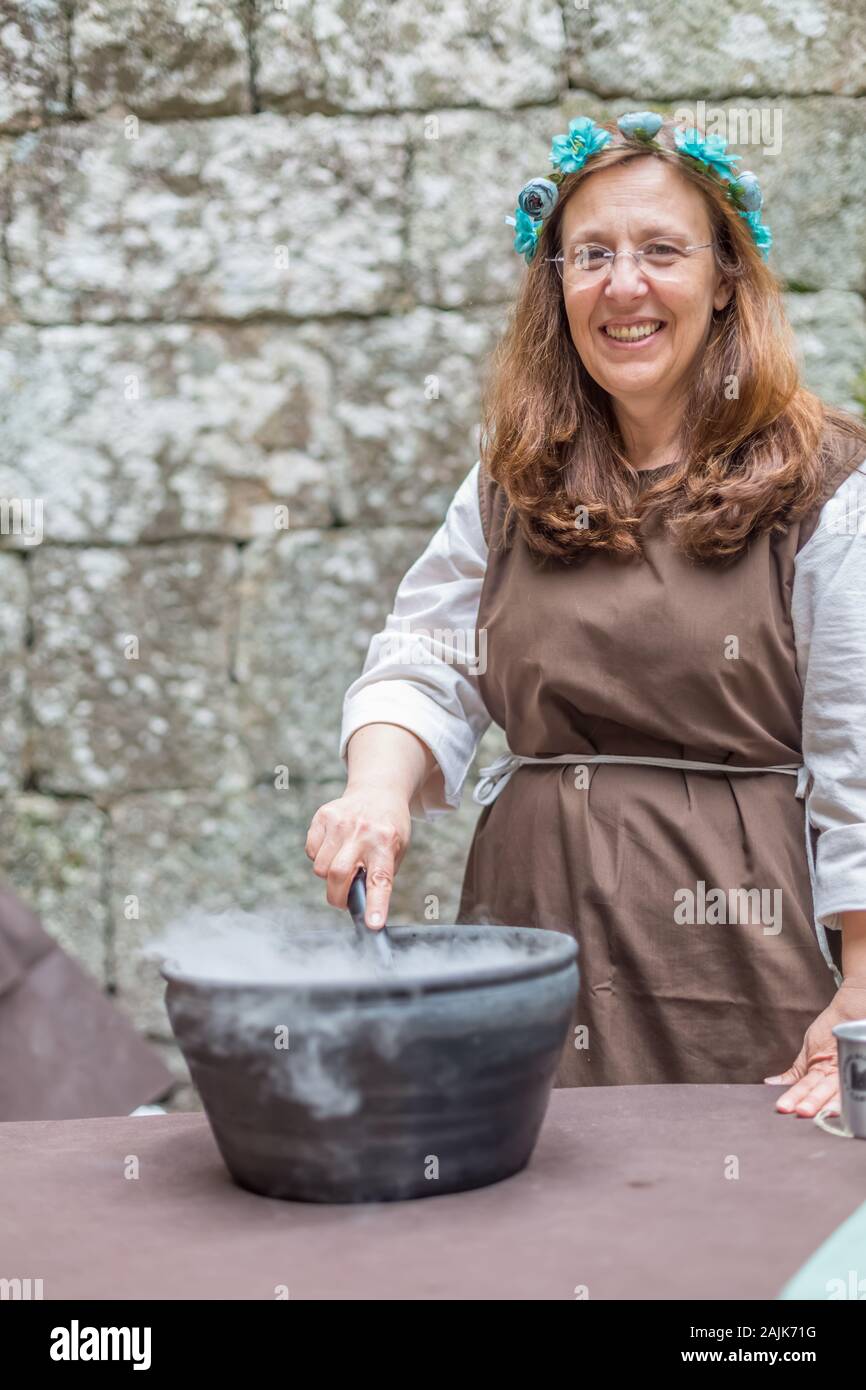 Vouzela / Portugal - 07 07 2019 : View of a witch performing in ...