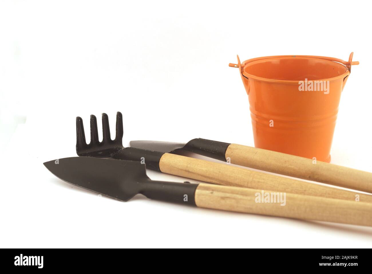 gardening equipment and a bucket isolated on white background Stock ...