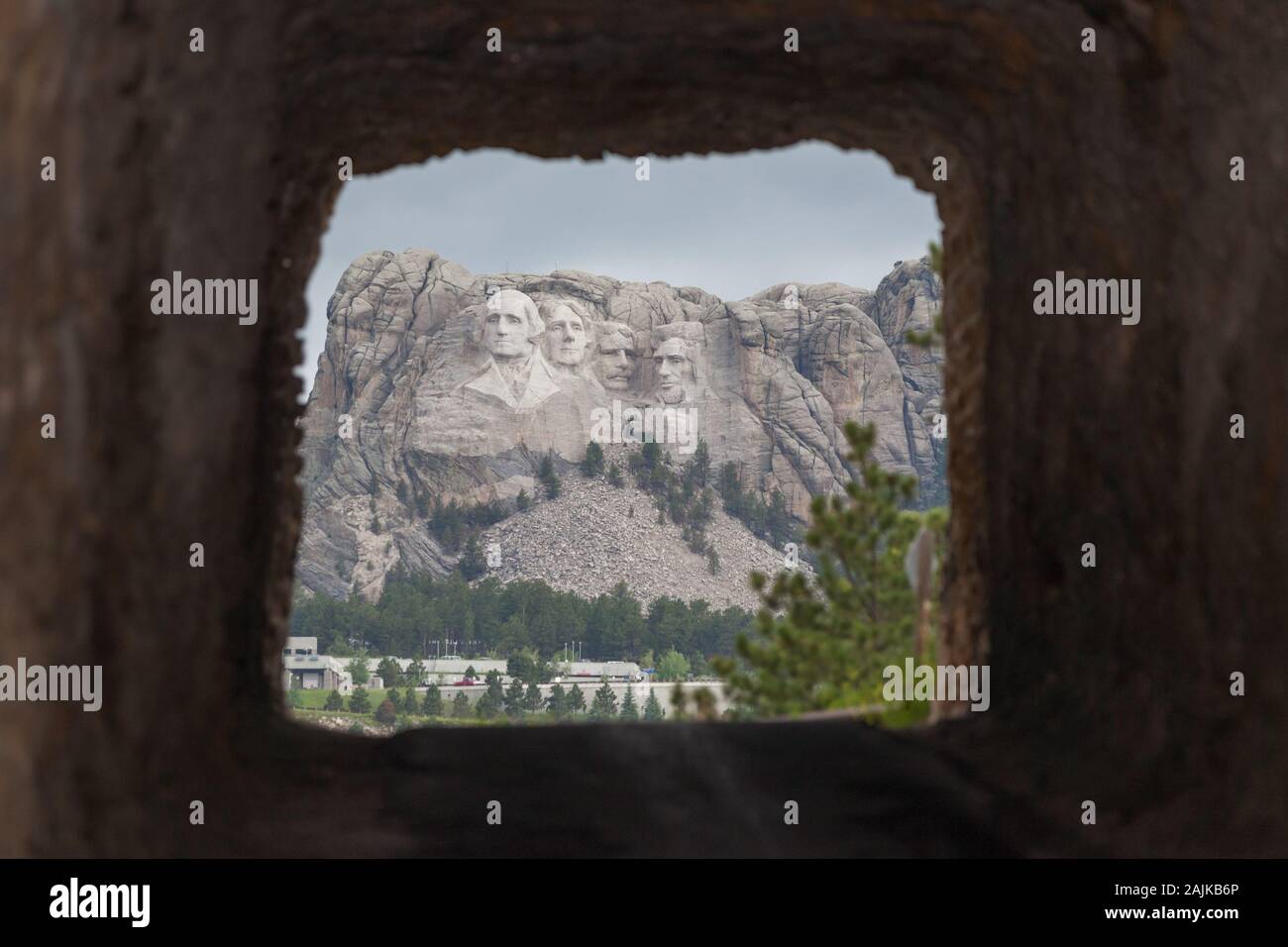 The single lane Doane Robinson tunnel on Iron Mountain Road with ...