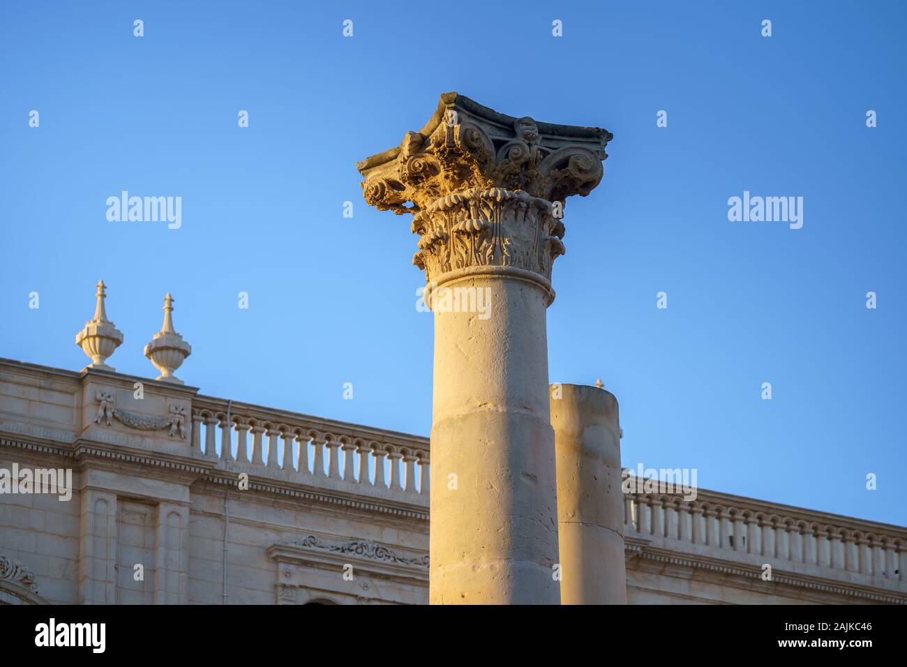 Architecture sculptures and statues on building in Valetta, Malta Stock ...
