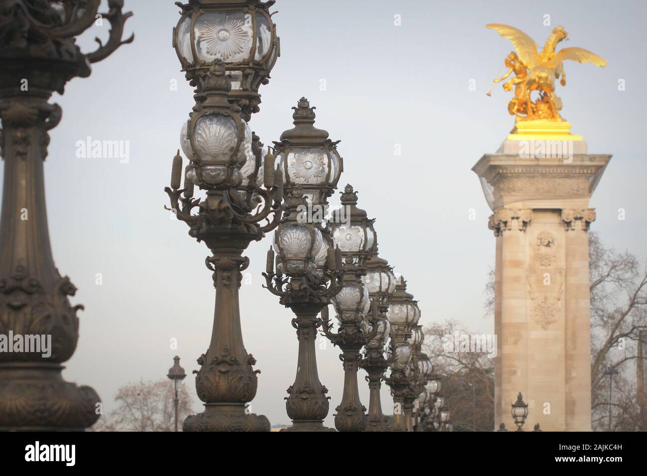 Architectural fragments of exuberant Art Nouveau lamps at famous Paris ...
