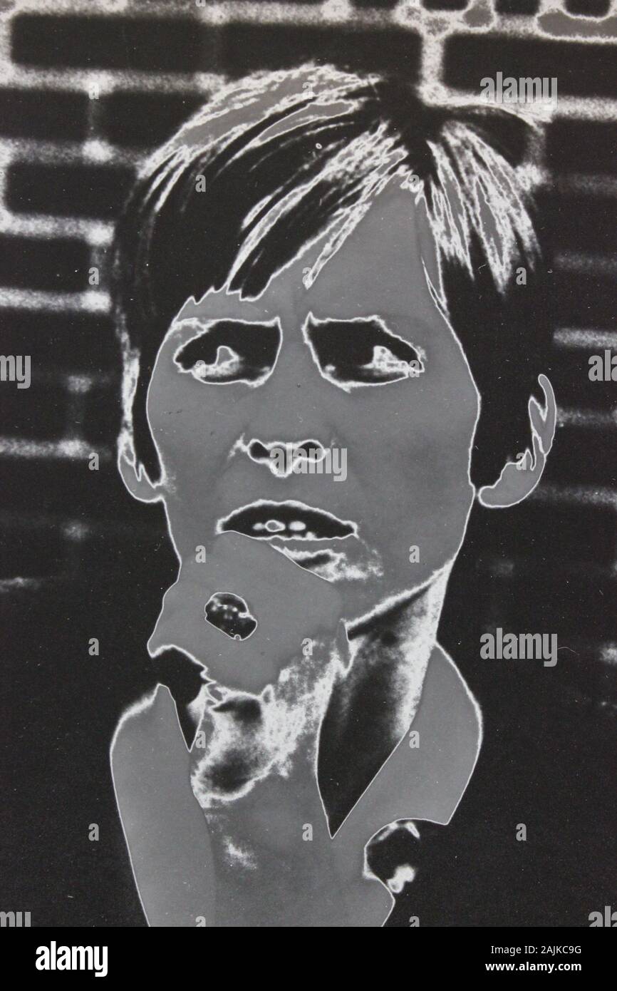 Fine 1970s extreme black and white photography of an unsure man looking ...