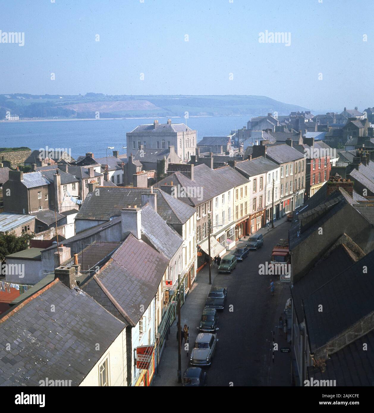 1960s, historical, aerial view over Youghal, Co Cork, Ireland, a ...