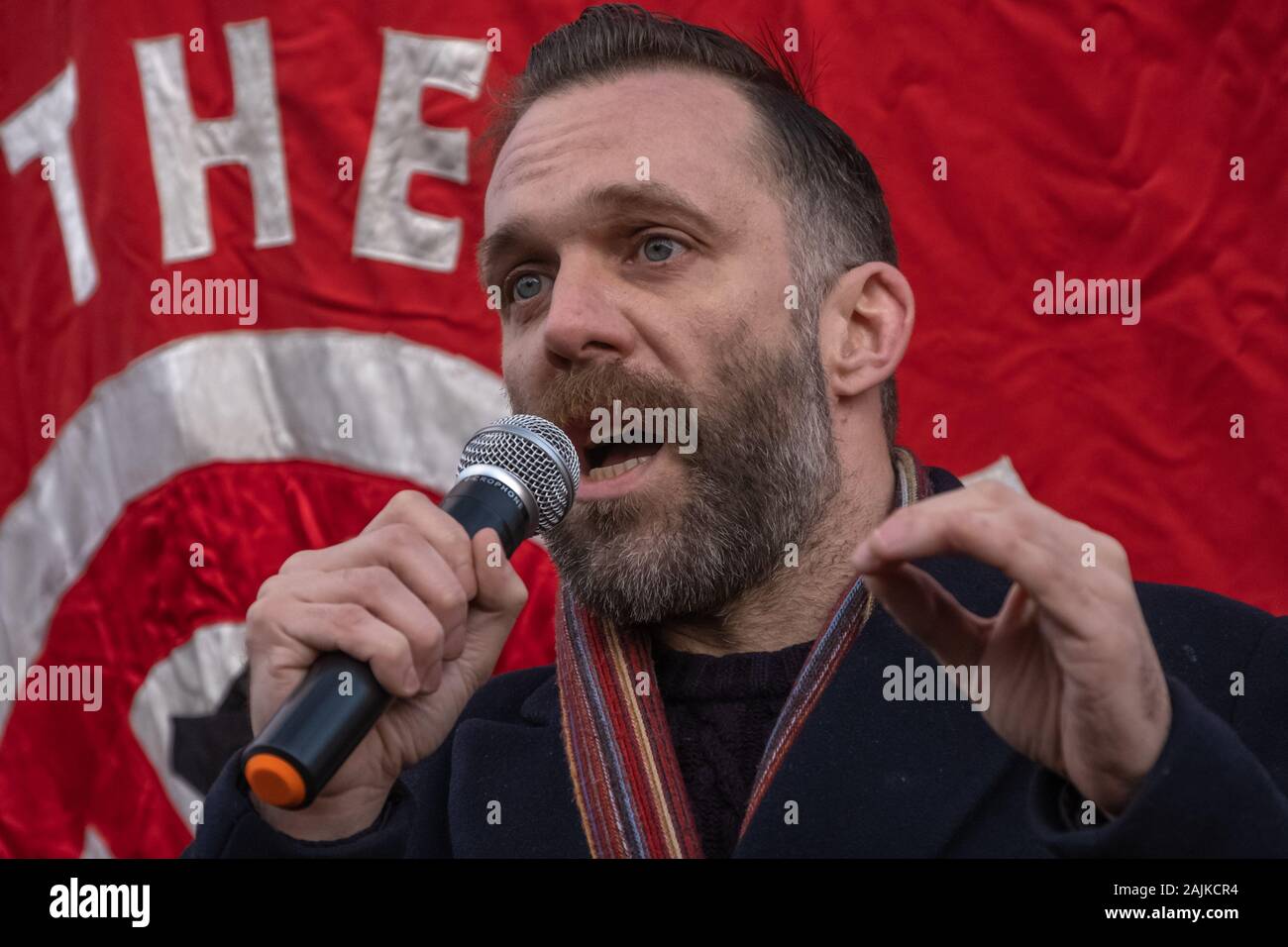 London, UK. 4th January 2020. Joe Glenton of Veterans for Peace ...