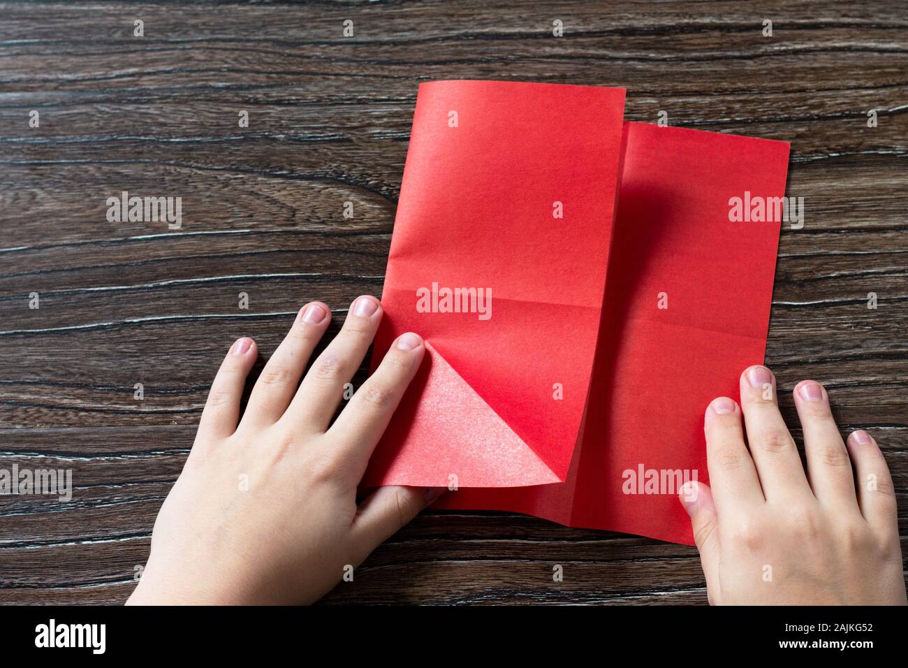 Step 5 origami. Greeting card with valentine heart congratulation ...