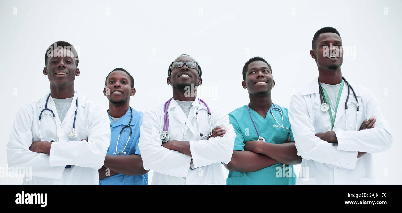 group of different doctors standing together. isolated on white Stock ...