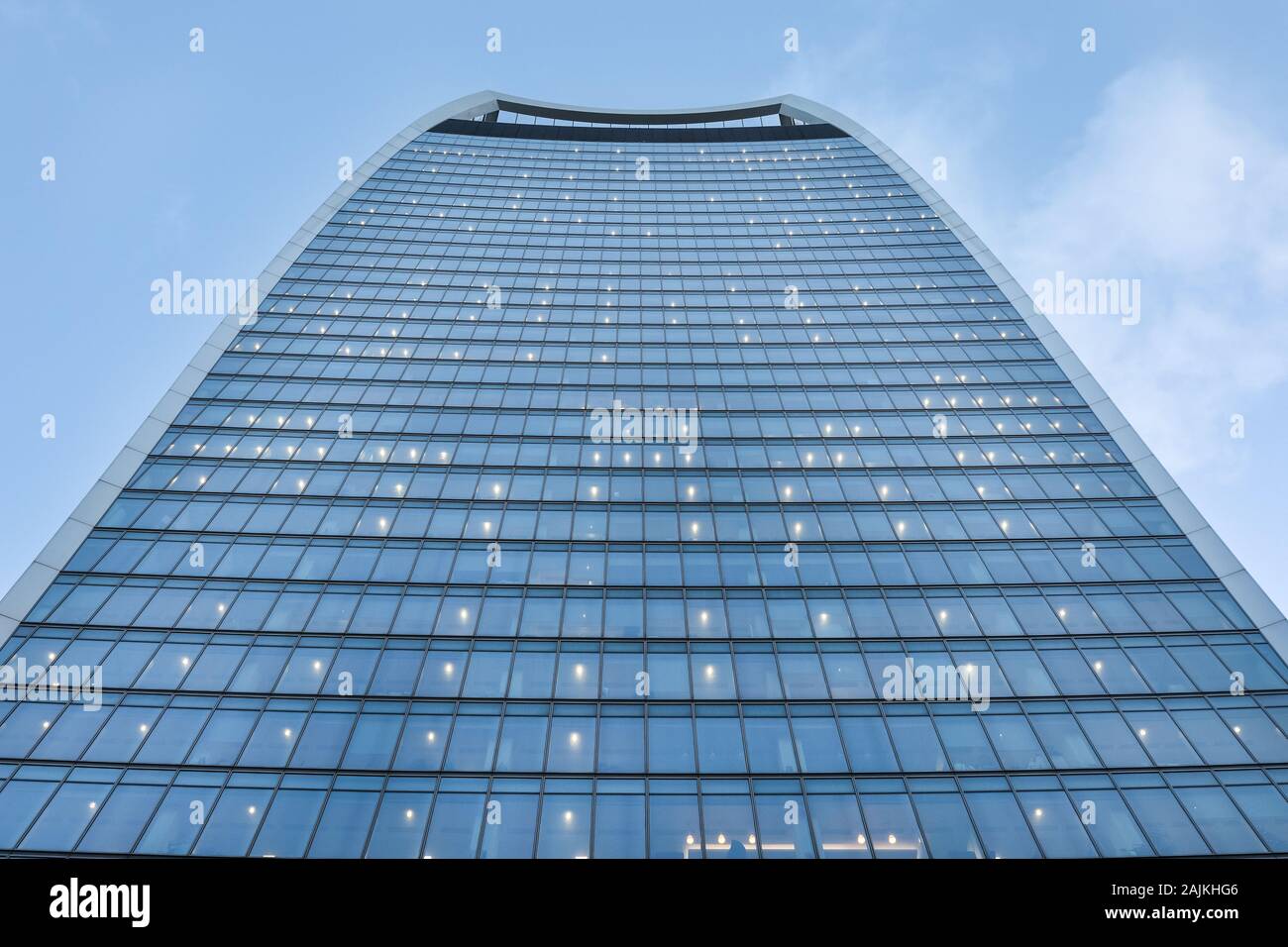 The Walkie Talkie skyscraper from below, low angle view up vertical ...