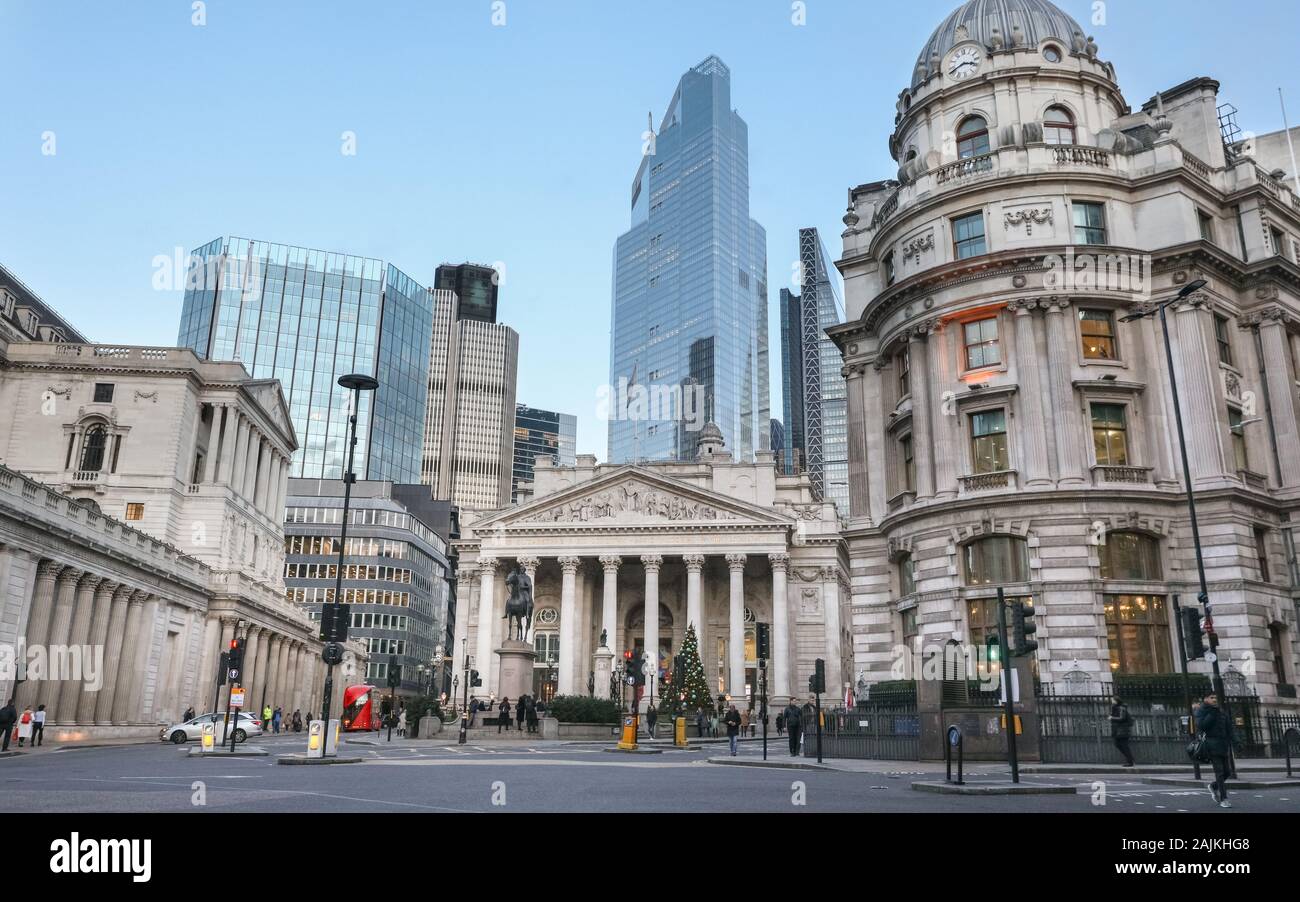 The Royal Exchange Building (centre), and Bank of England (BoE ...