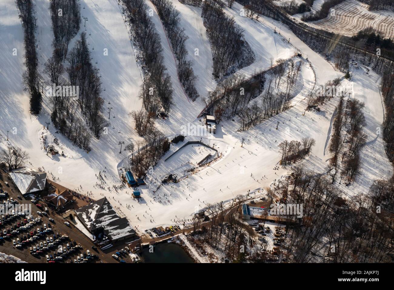 Aerial view of Cascade Mountain, rural Columbia County, Wisconsin in ...