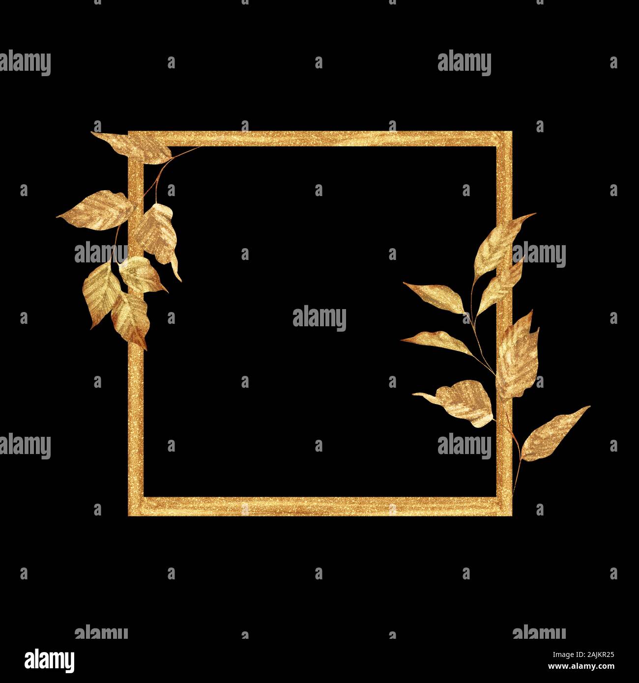 Decorative golden frame with leaves Stock Photo - Alamy
