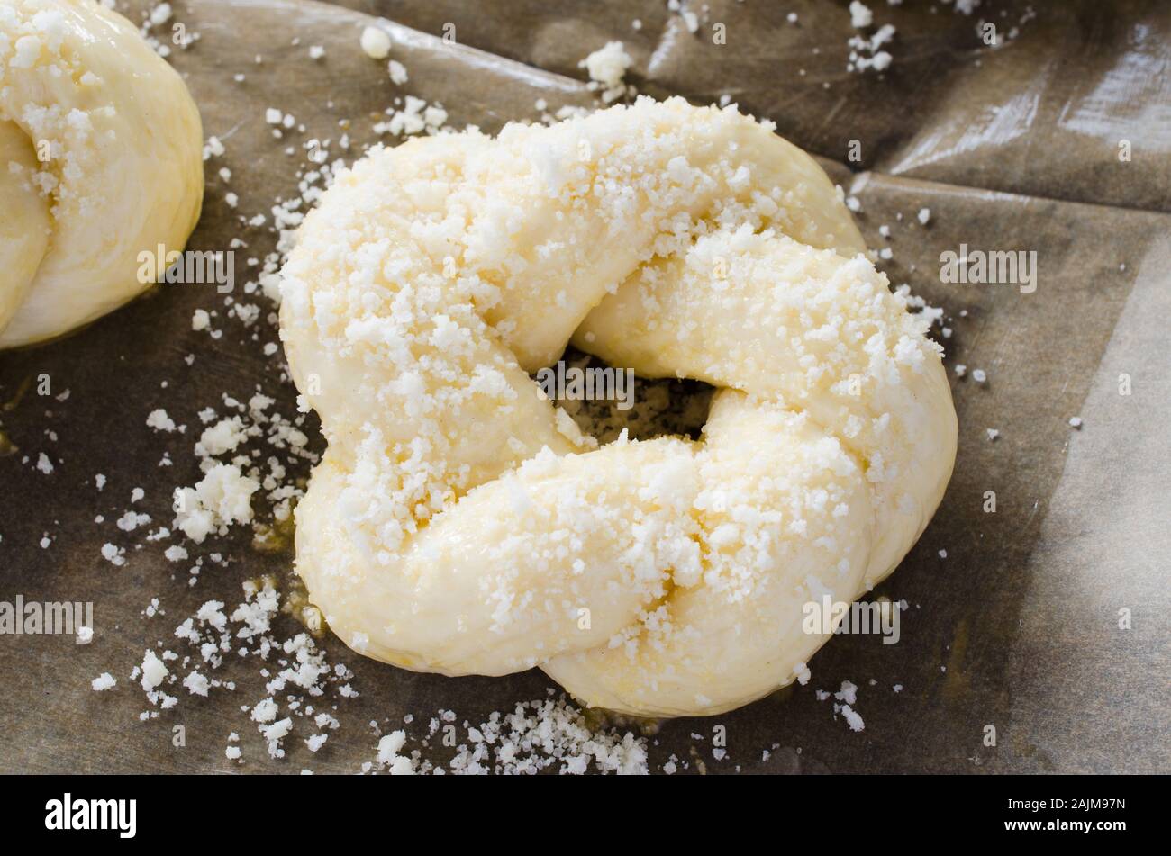 Preparation process - raw unbaked buns. Ready to bake homemade ...