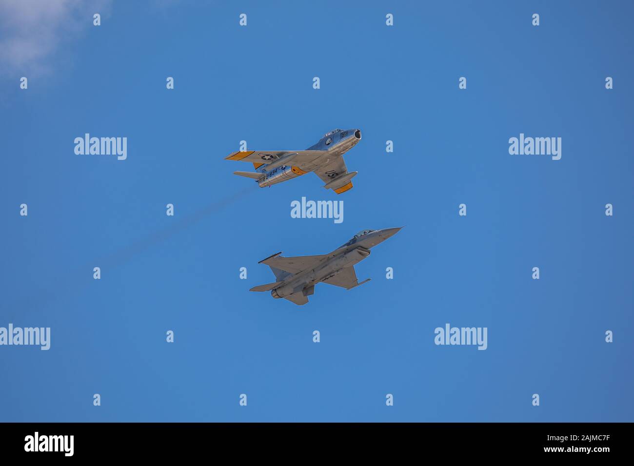 U.S. Navy's Flight training with old and new aircraft next to each ...