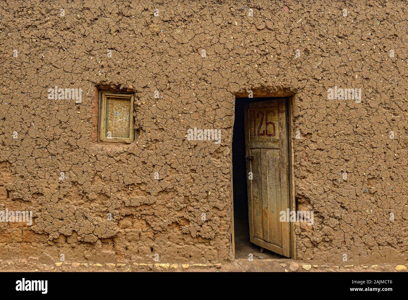Rwandan Adobe House in Lake Kivu, Karongi, Kibuye, Rwanda Stock Photo ...