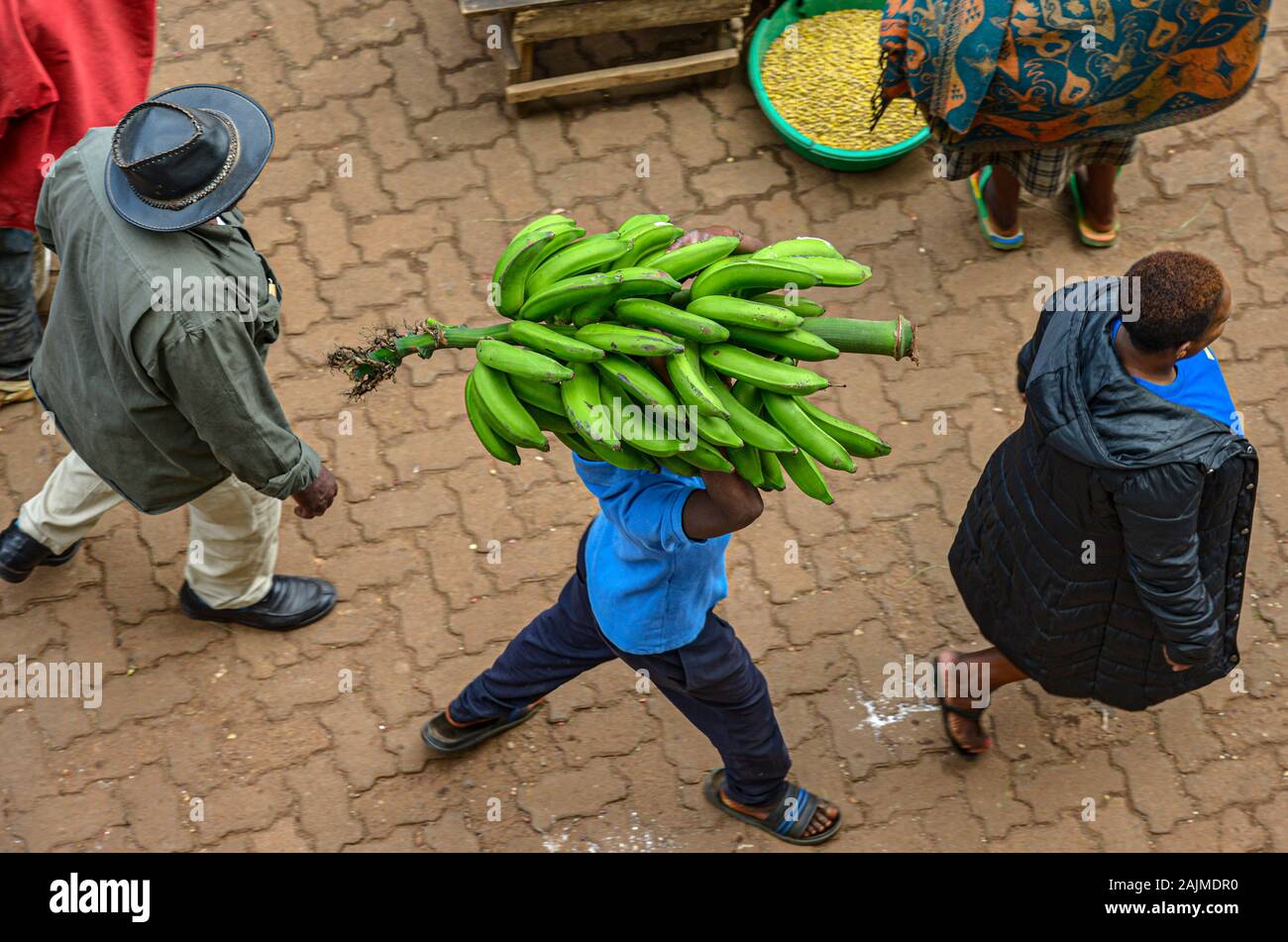 Huye, Rwanda - September 2019: People buying and selling in Huye market ...