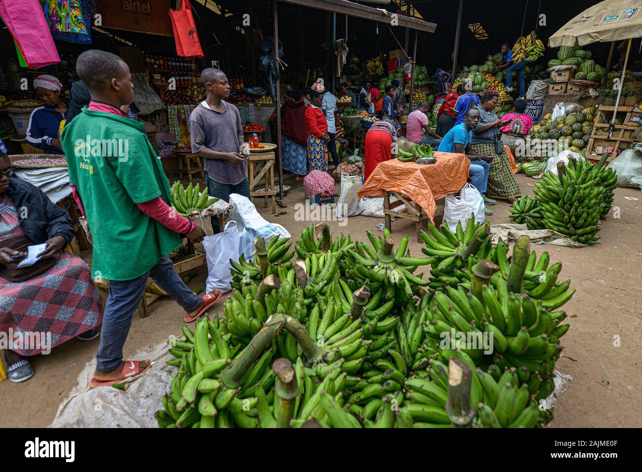 Kigali, Rwanda - September 2019: Sellers of fruits and vegetables in ...