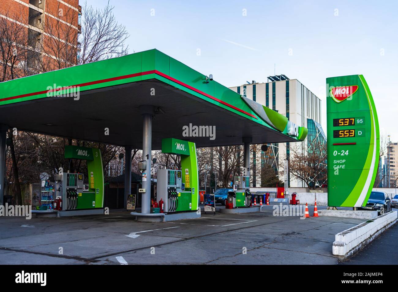 A Hungarian MOL gas station. MOL is Central Europe's largest oil and ...