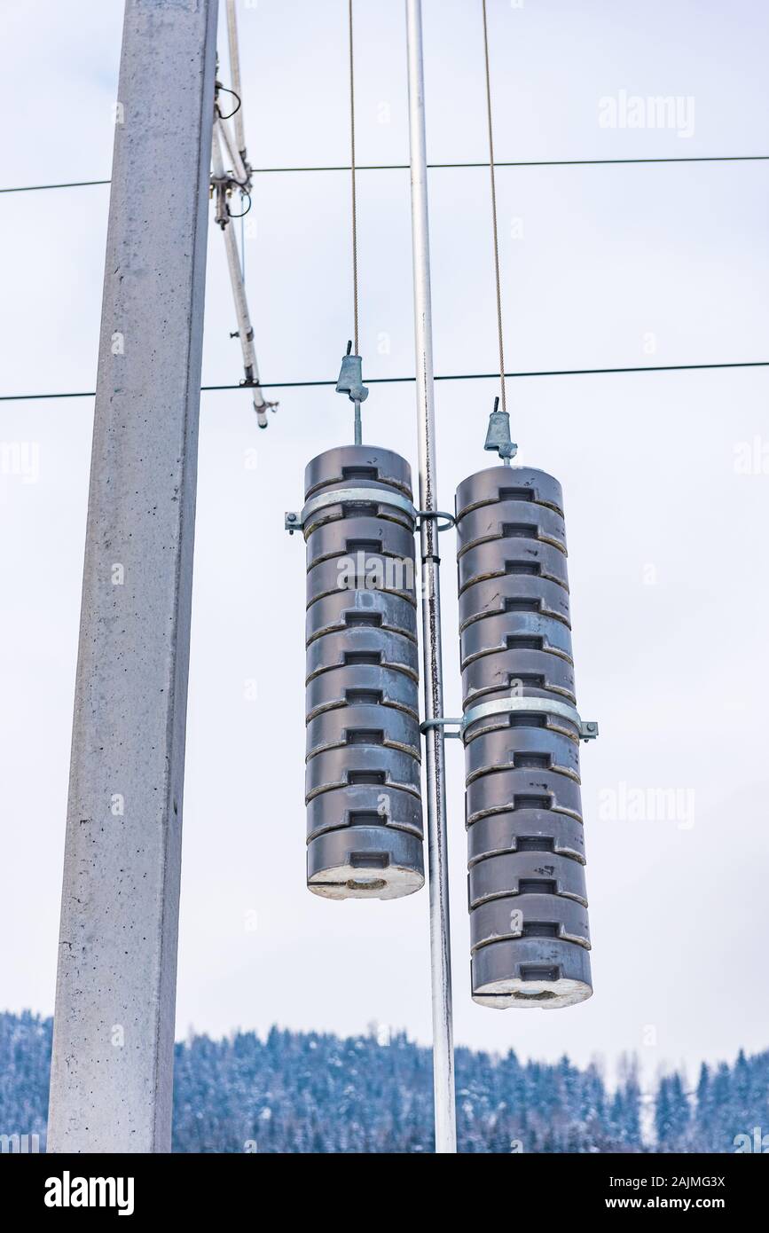 Railway electrification system details. Electric power overhead line ...