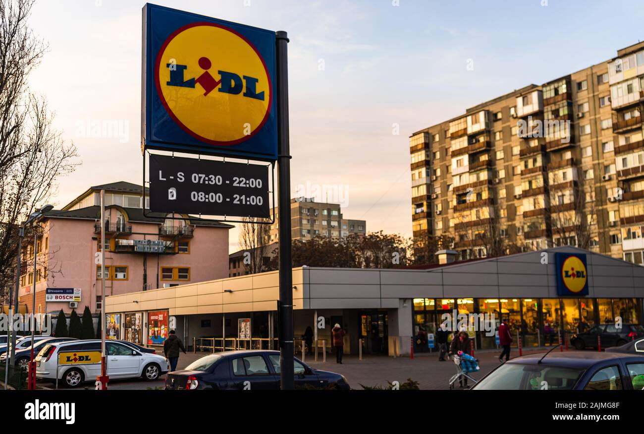 LIDL supermarket and logo. Lidl is a German global discount supermarket ...