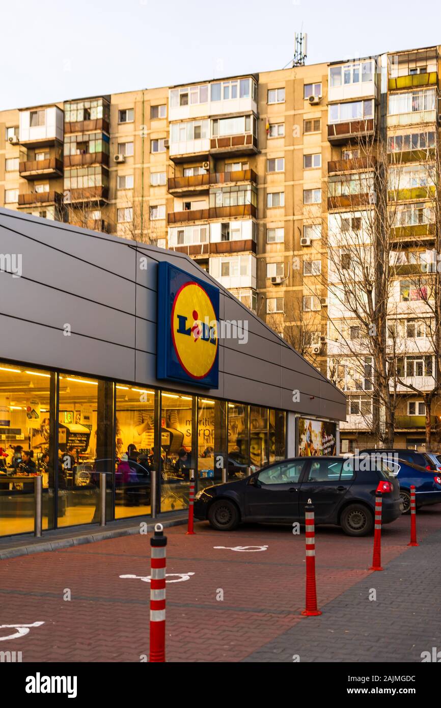 LIDL supermarket and logo. Lidl is a German global discount supermarket ...