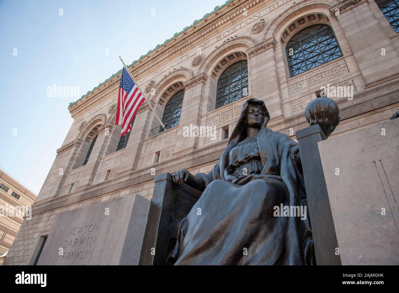 Boston public library statue hi-res stock photography and images - Alamy