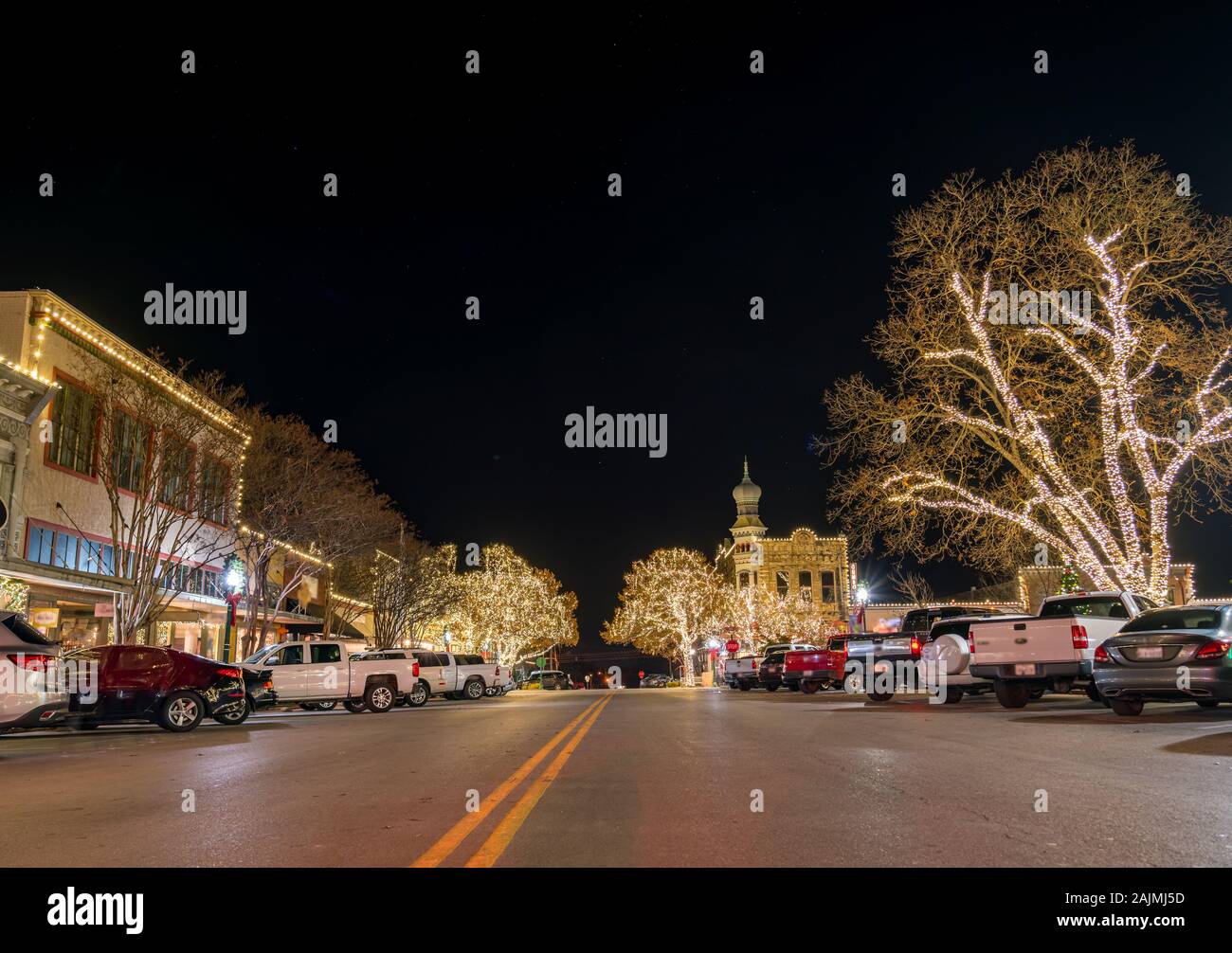 Night View of Downtown Georgetown Street with Local Buildings Lighted ...
