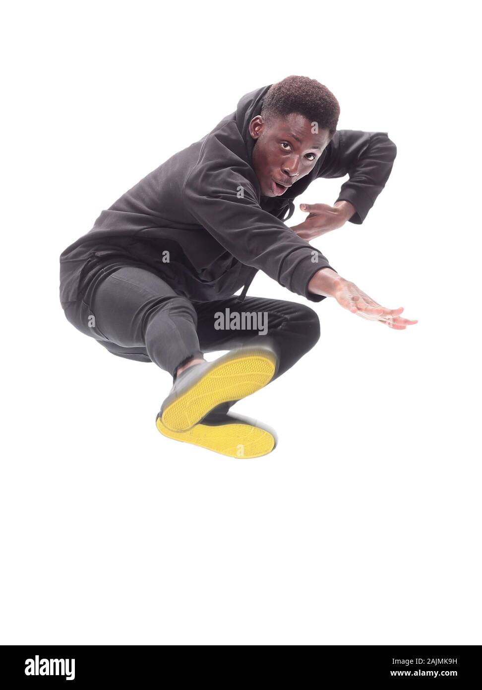 happy trendy dancing guy. isolated on white Stock Photo - Alamy