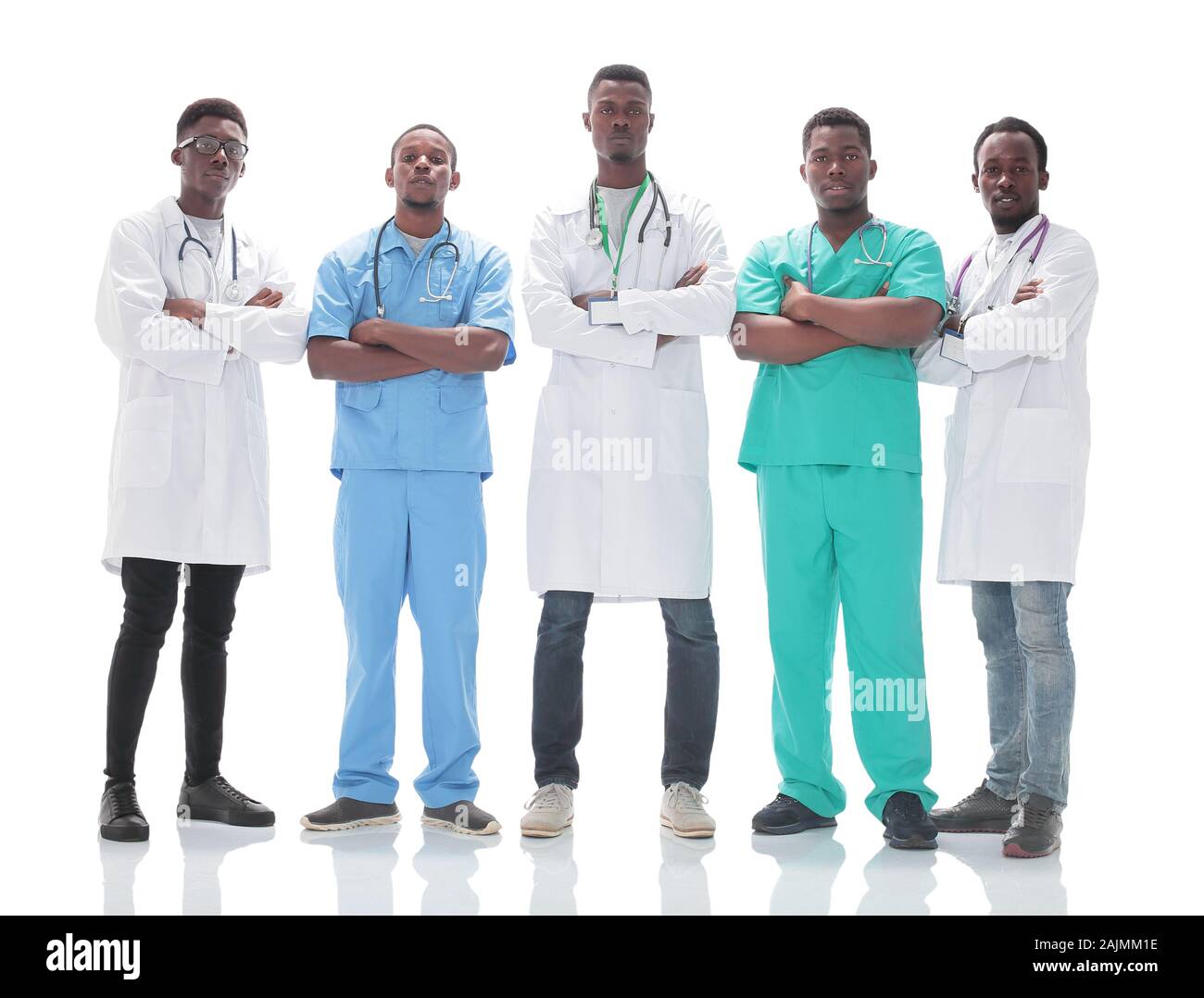 international group of medical professionals . isolated on white Stock ...