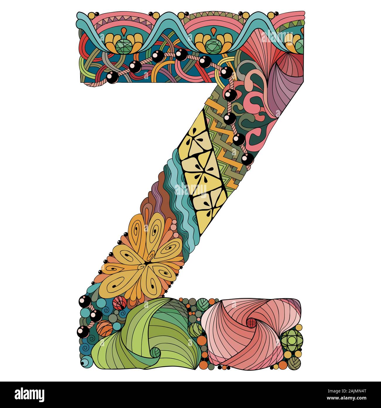 Letter Z zentangle. Vector decorative object Stock Vector Image & Art ...