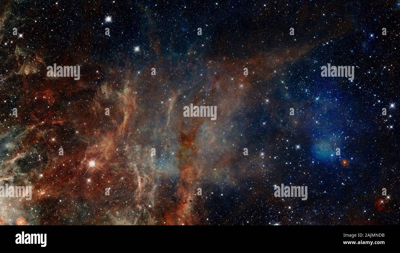 Astronomical scientific background, nebula and stars in deep space ...