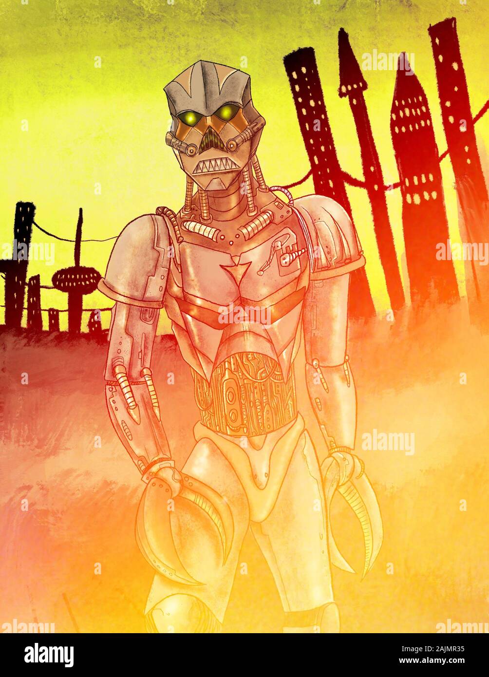 A illustration of an evil clawed robotic android overlord robot ...