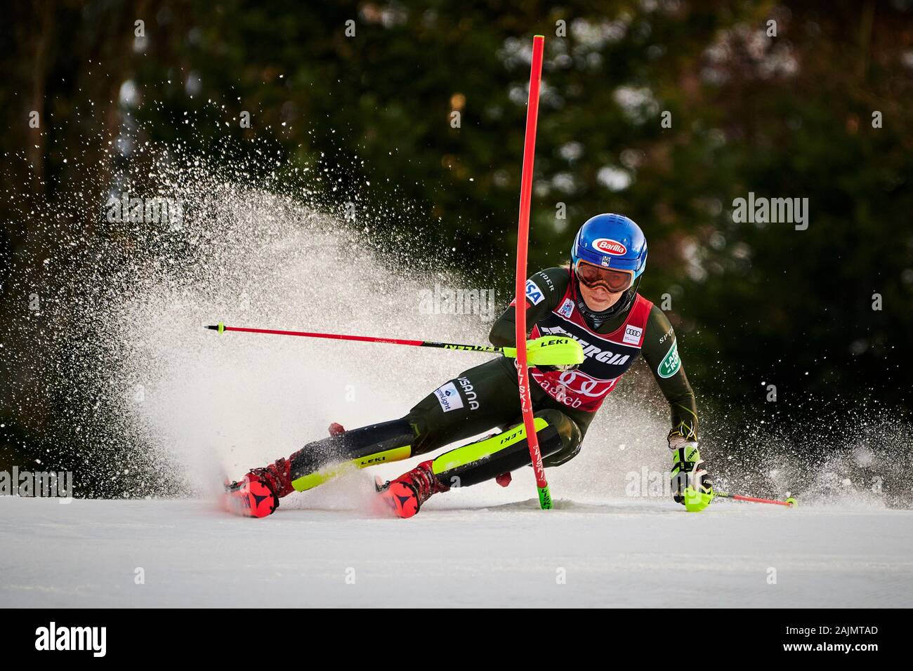 Mikaela Shiffrin of the US competes during the first run of the FIS ...