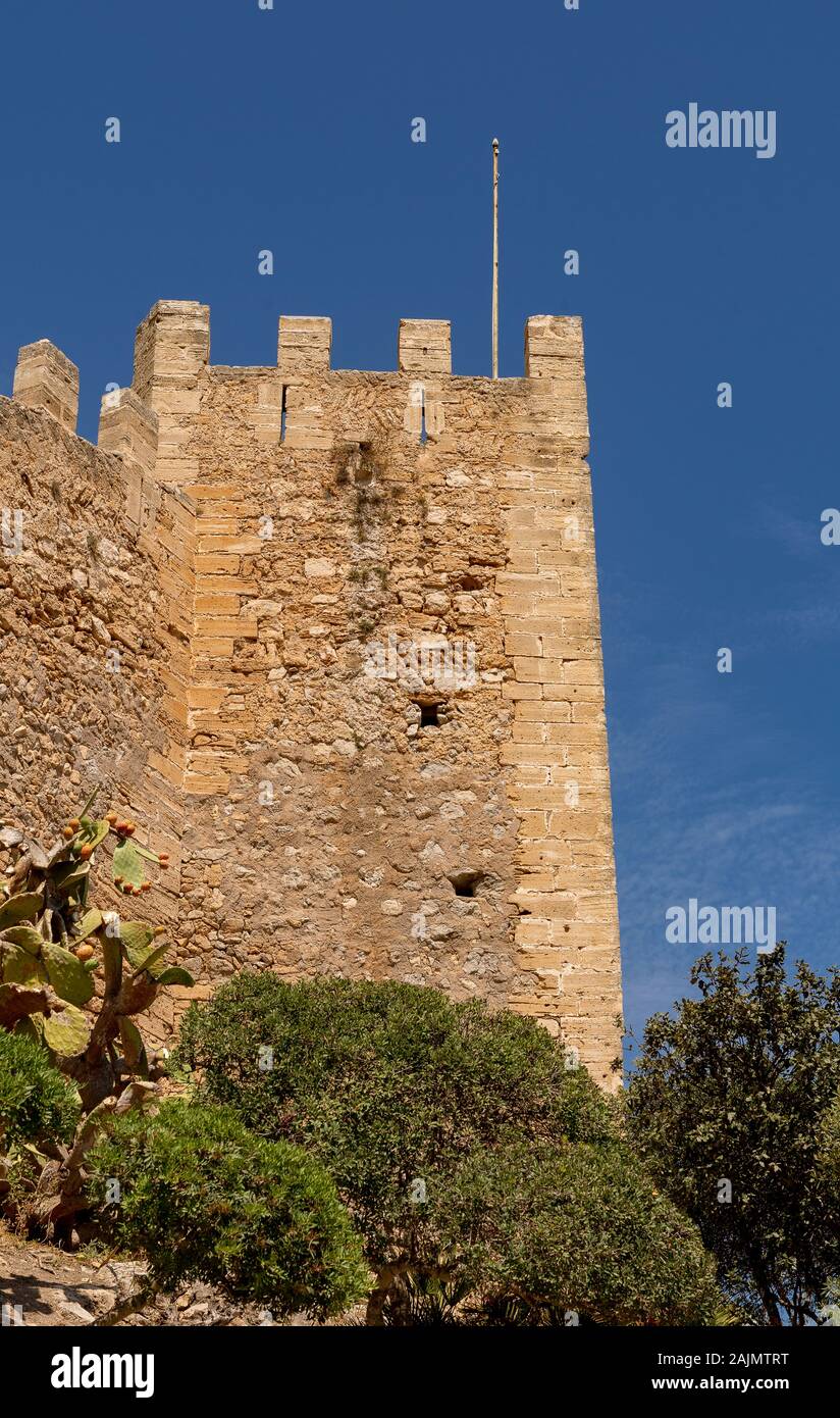 Top of castle wall of capdepera Stock Photo - Alamy