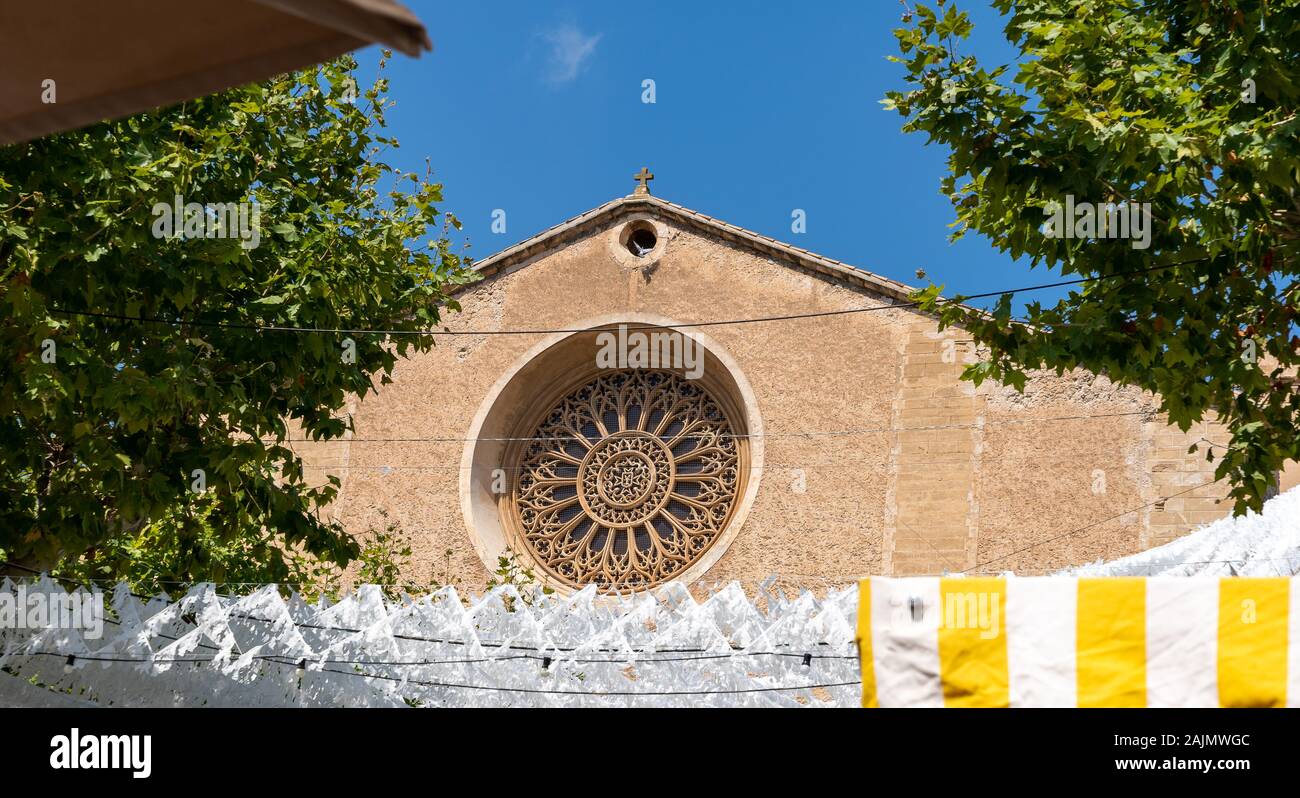 Church at main square of pollenca Stock Photo - Alamy