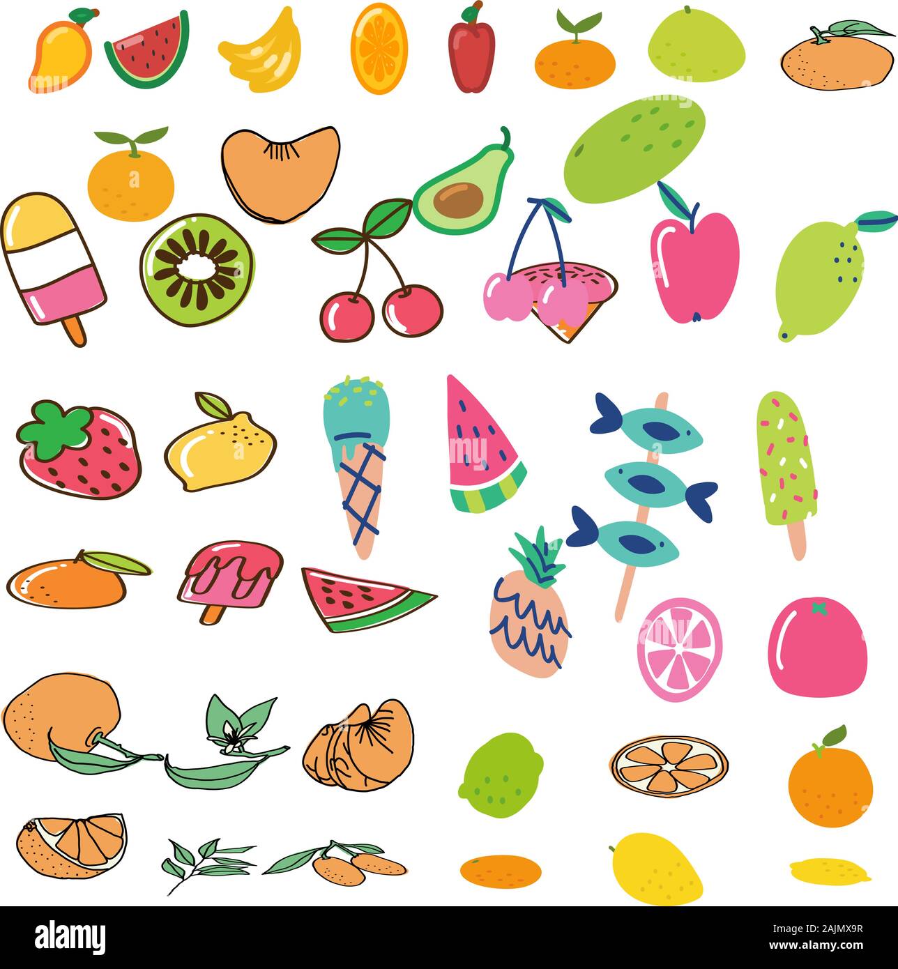 Set ice cream fruits Stock Vector Images - Alamy