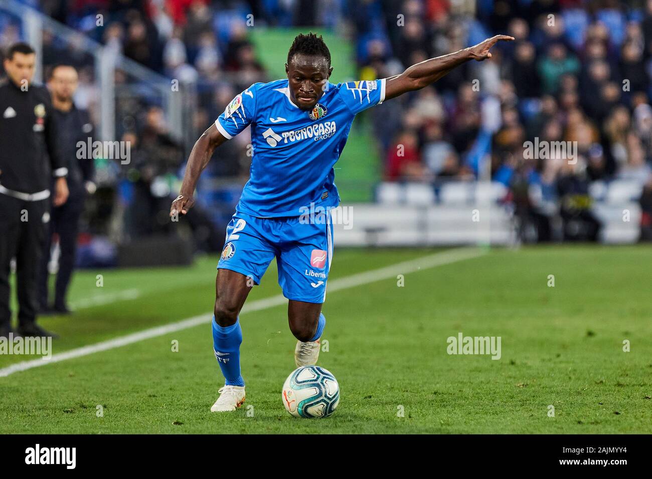 Damian Suarez of Getafe FC seen in action during the La Liga match between Getafe CF and Real Madrid at Coliseum Alfonso Perez in Getafe. Final score Getafe CF 0 3 Real Madrid Stock