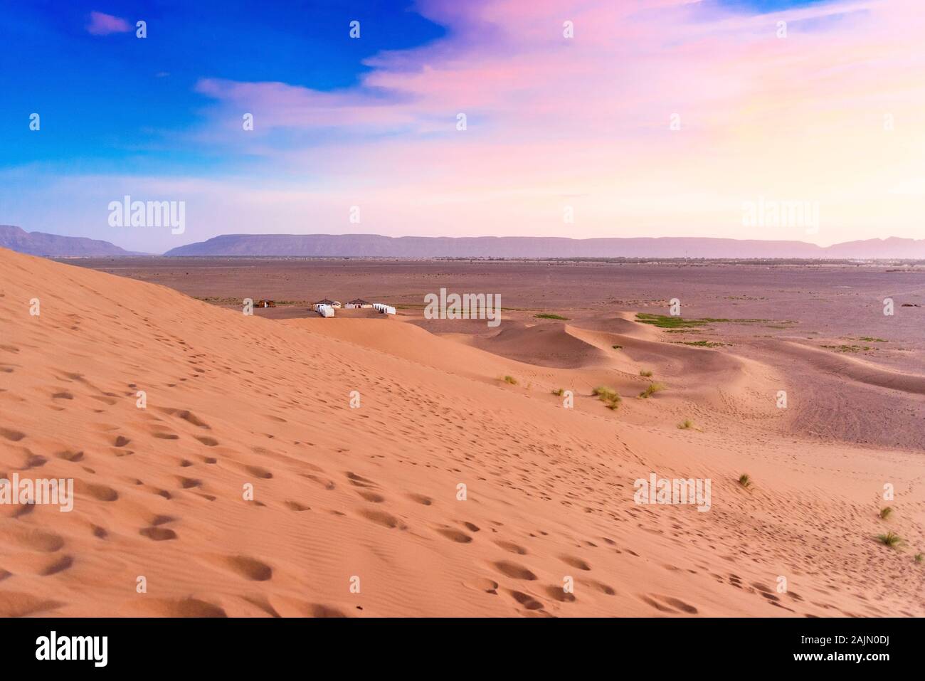Sunset Landscape of Tinfou Dunes, Zagora, Sahara, Morocco Stock Photo ...