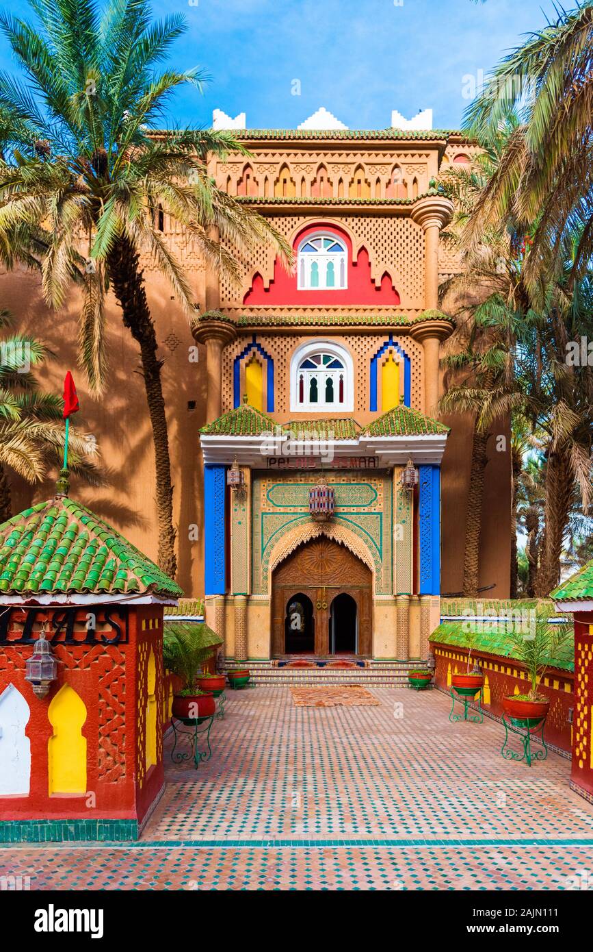 ZAGORA, MOROCCO - NOVEMBER 12, 2019: View of the facade of the hotel ...